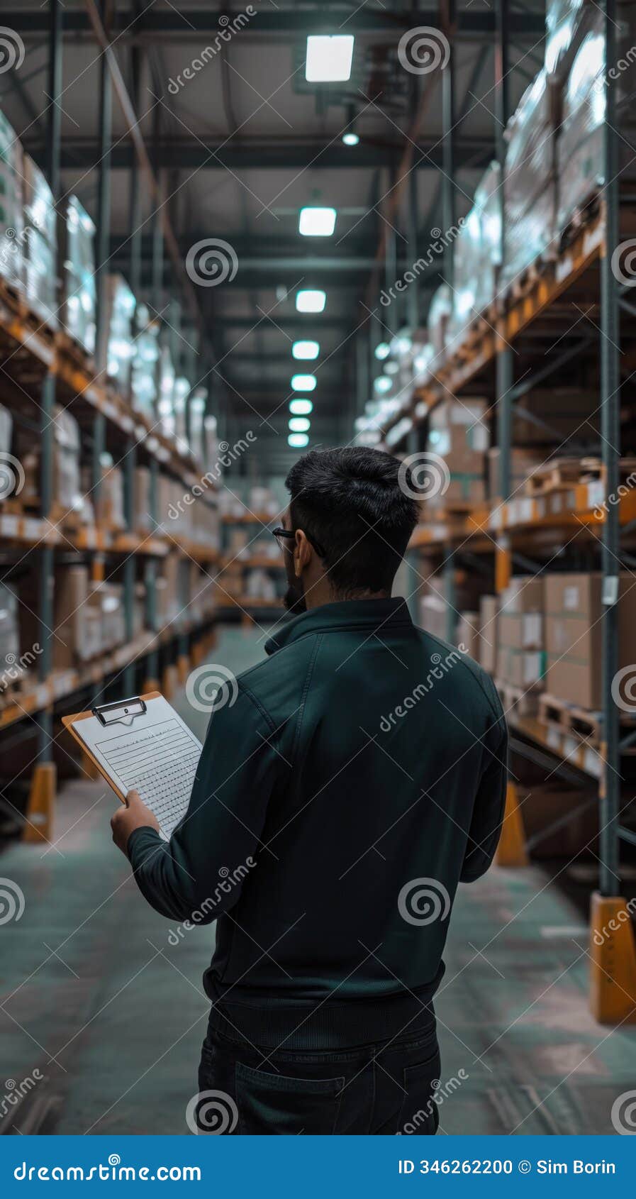 Logistics Manager Holding a Clipboard and Checking Inventory Stock Illustration - Illustration ...
