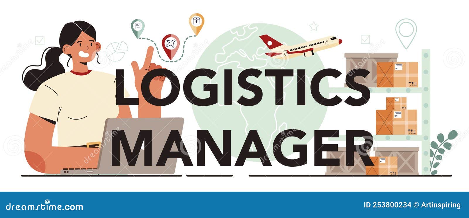 Logistics Manager Typographic Header. Transportation and Distribution ...