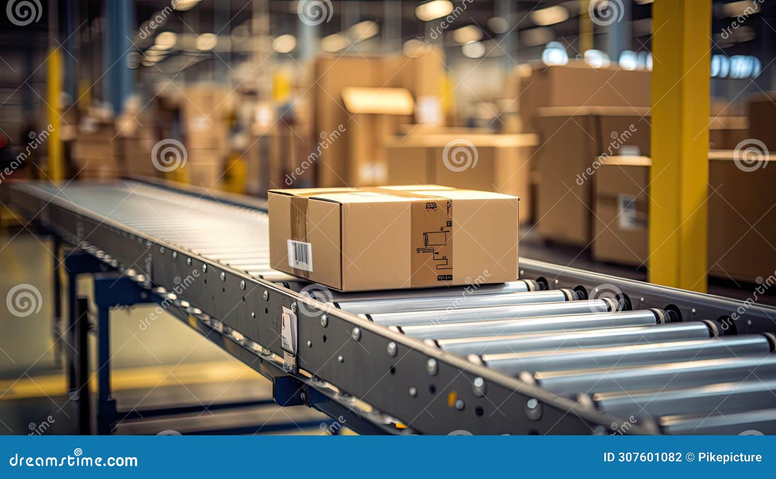 Logistics Package on Conveyor Stock Illustration - Illustration of ...