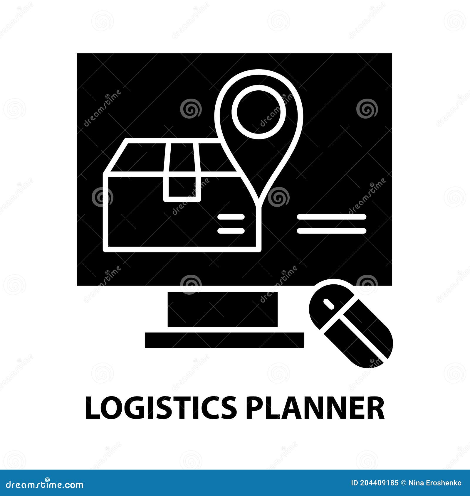 Logistics Planner Icon, Black Vector Sign with Editable Strokes ...