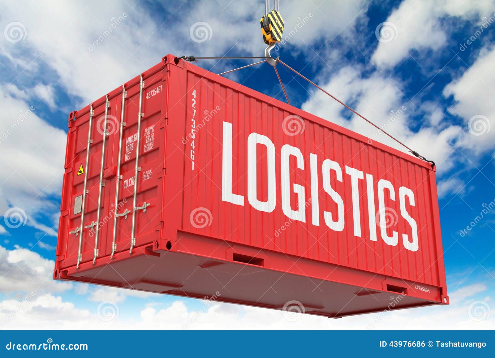 Logistics - Red Hanging Cargo Container. Stock Photo - Image of storage ...