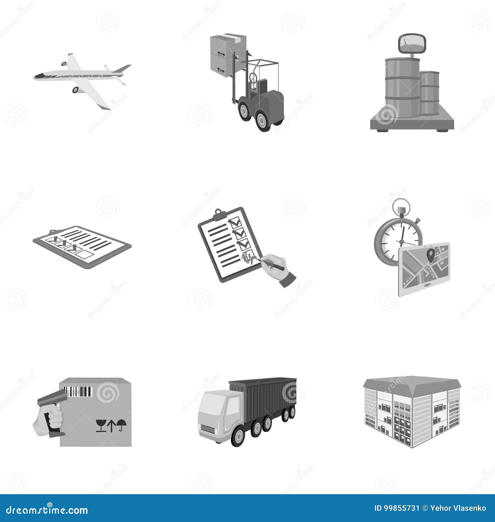 Logistics related icon set stock vector. Illustration of delivery ...