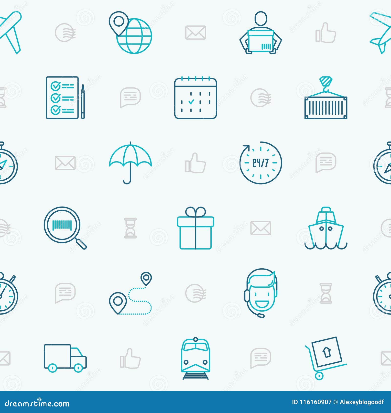 Logistics Seamless Pattern with Thin Line Icons Stock Vector ...