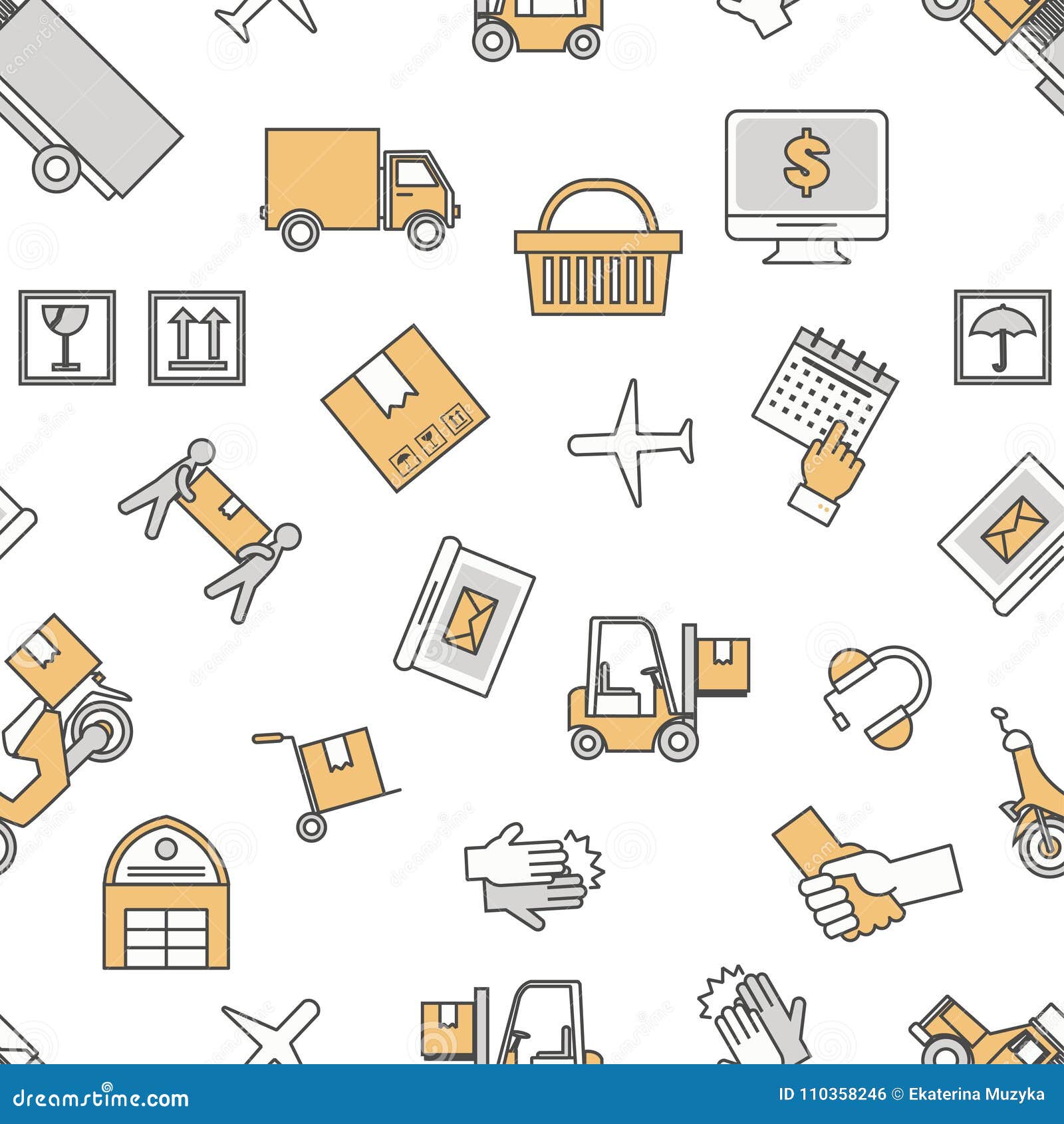 Logistic Services Seamless Pattern, Vector Thin Line Flat Design Stock ...