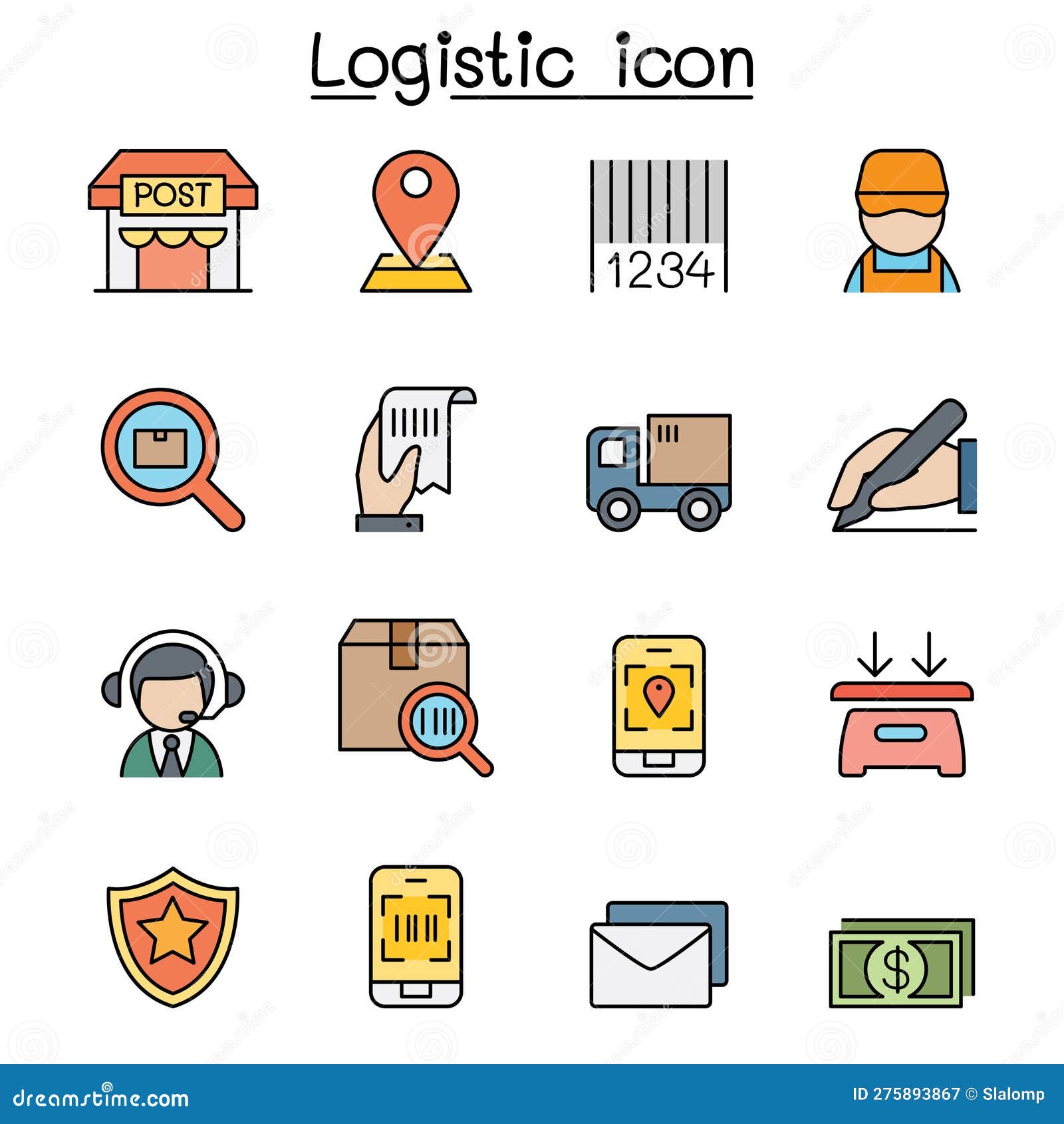 Logistics, Shipping, Delivery Color Line Icon Set Vector Illustration ...