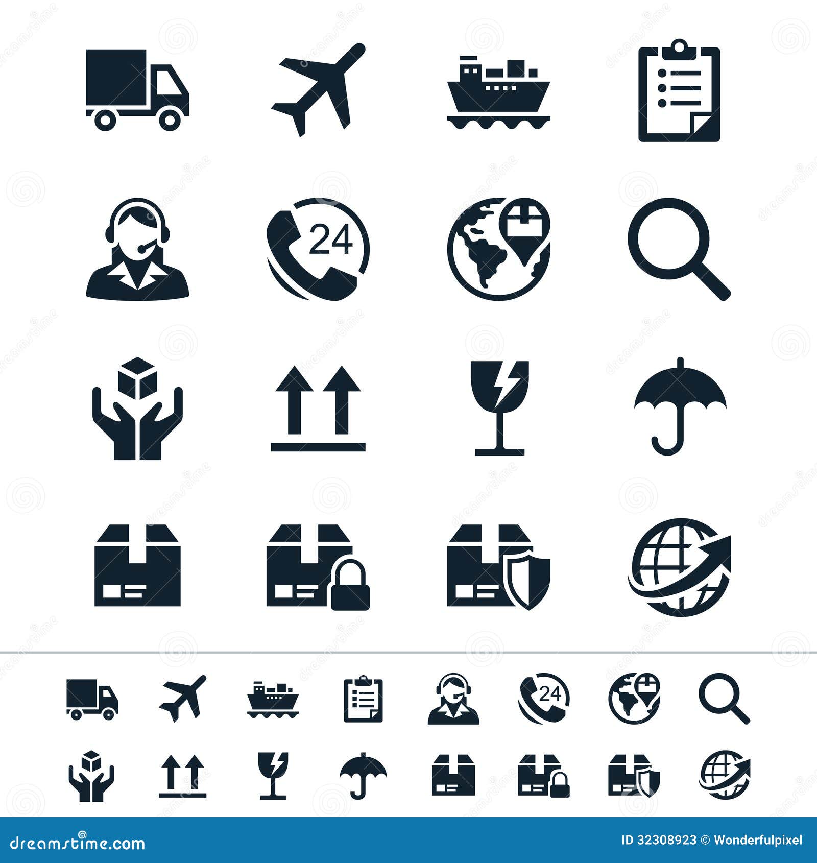 Logistics and Shipping Icons Stock Vector - Illustration of flat ...