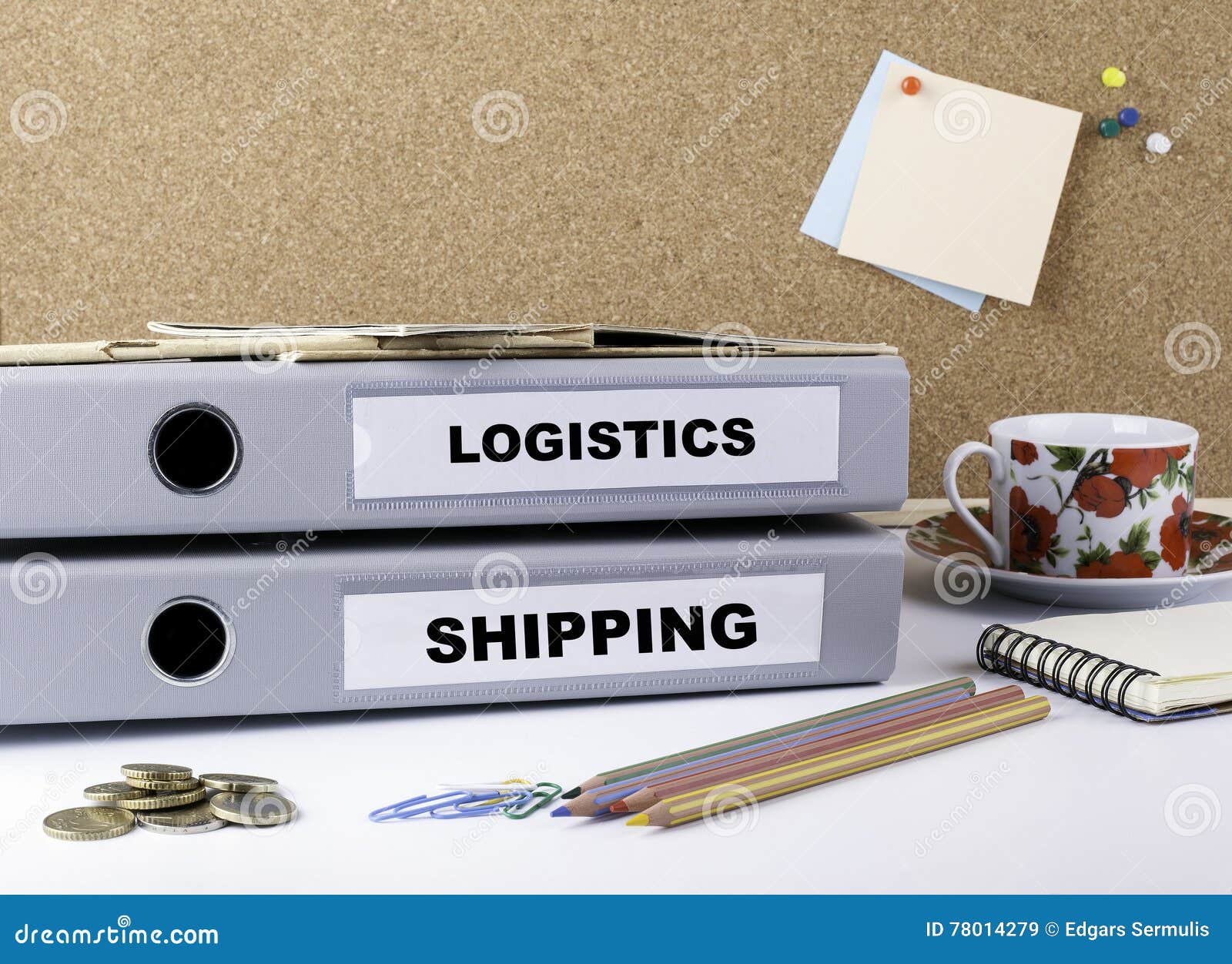 Logistics and Shipping - Two Folders on White Office Desk Stock Image ...