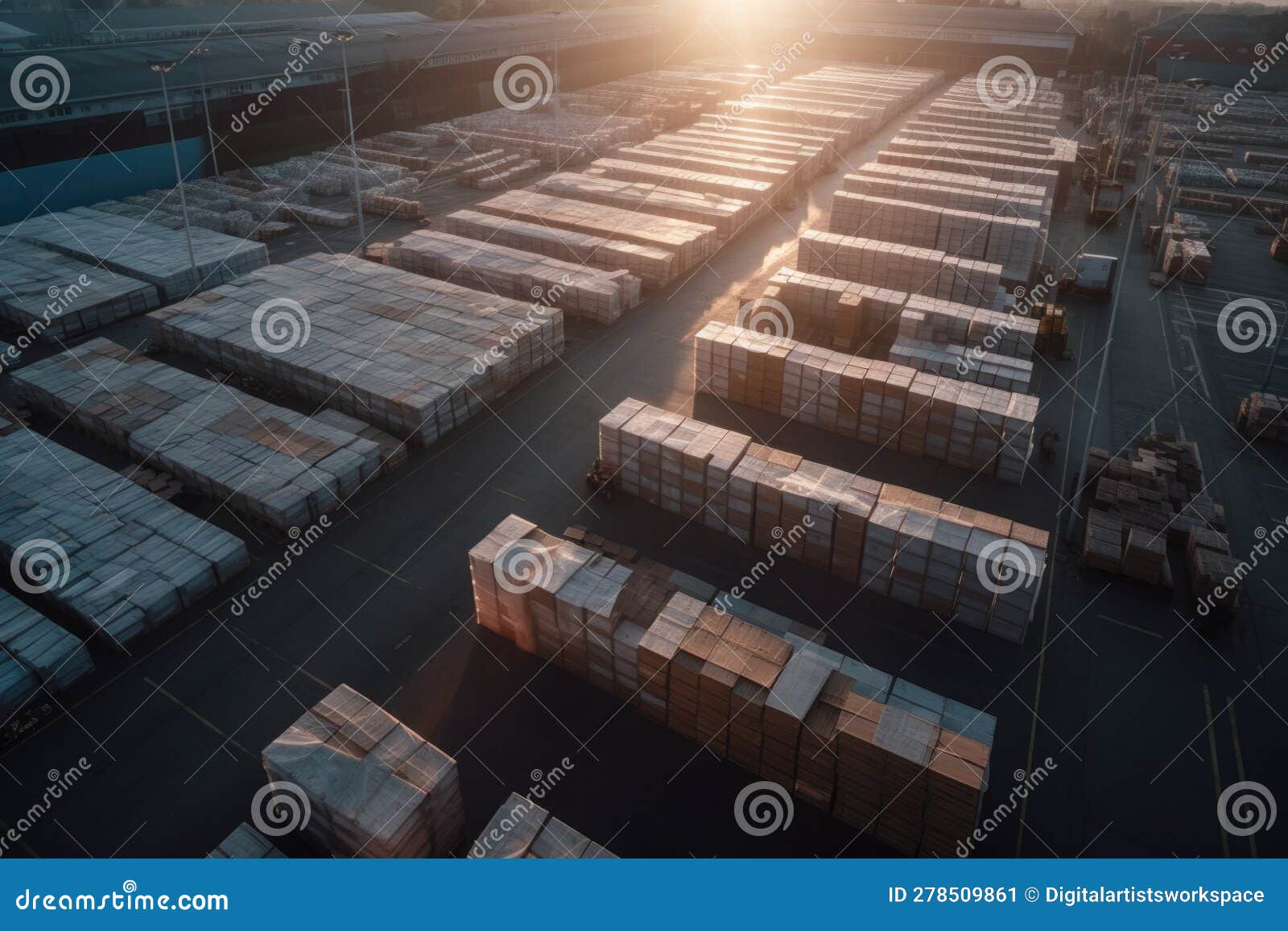 Logistics Sorting Center Warehouse with Boxes in Morning Sunlight ...
