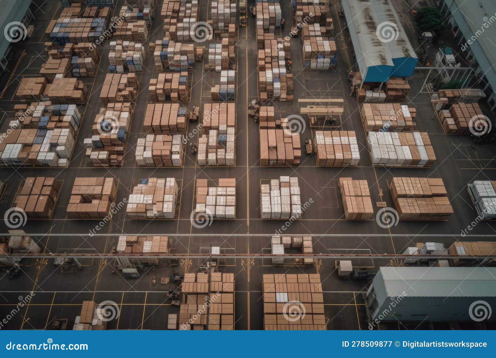 Logistics Sorting Center Warehouse with Boxes, Top View, Generative AI ...
