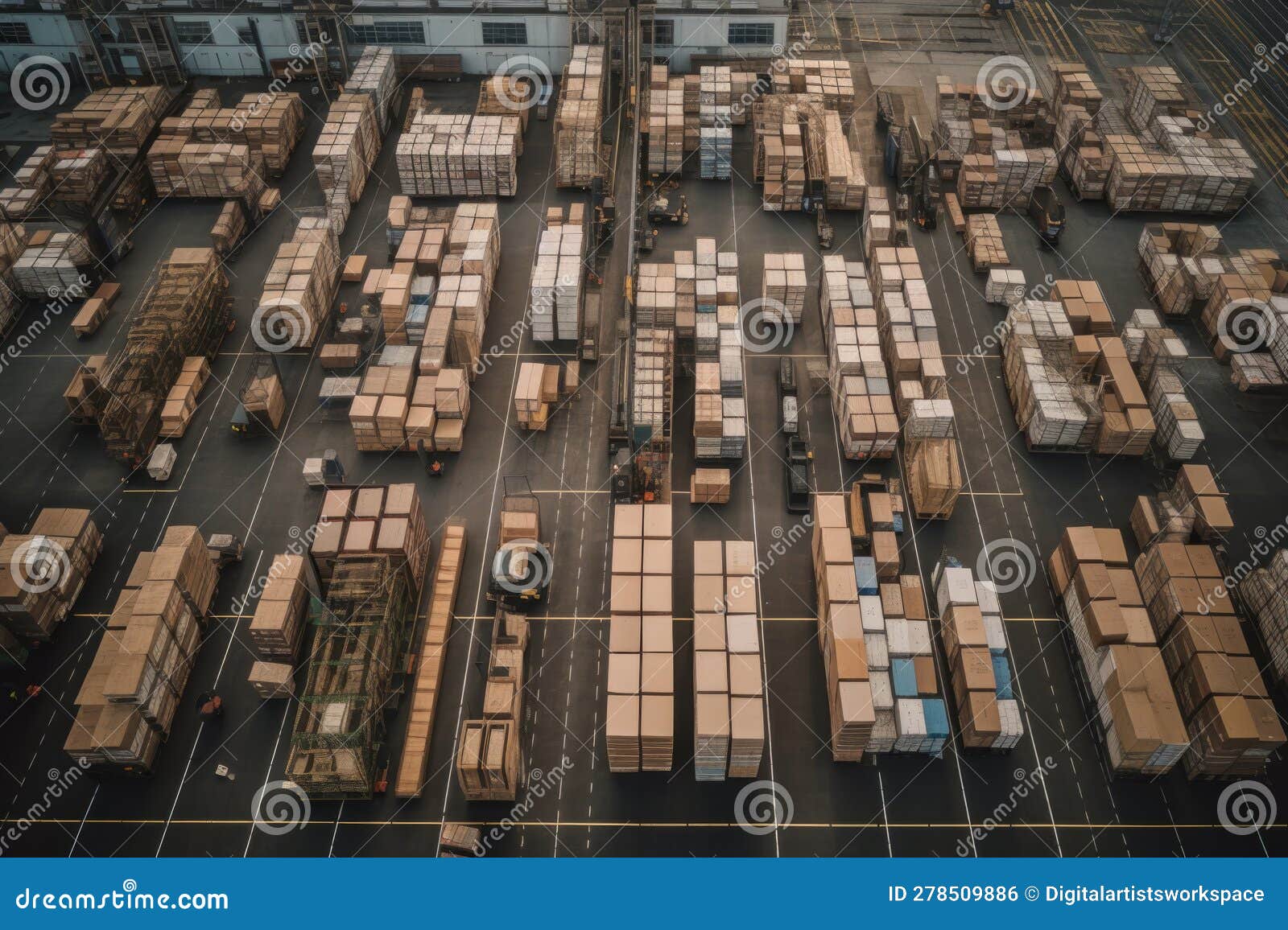 Logistics Sorting Center Warehouse with Boxes, Top View, Generative AI ...