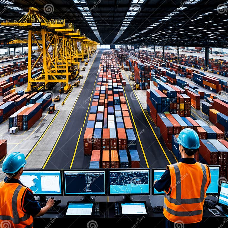 Logistics, Storage and Distribution of Merchandise Stock Illustration ...