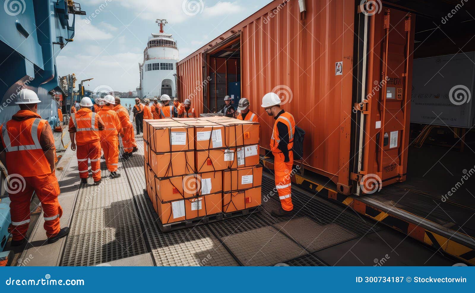 Logistics Storage Ship Cargo Stock Illustration - Illustration of ...