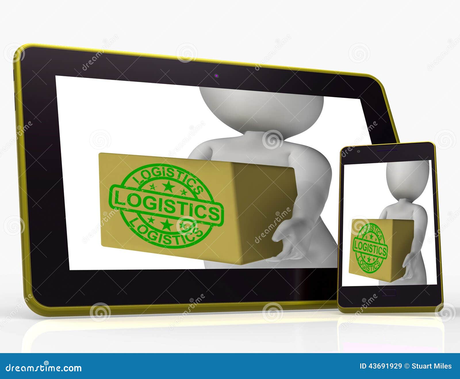 Logistics Tablet Means Packing and Delivering Products Stock Illustration - Illustration of ...