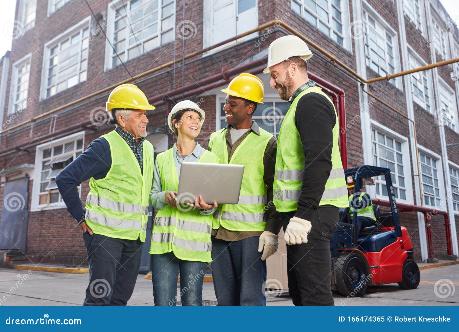 Logistics Team with Laptop Computer in Front of Depot Stock Image ...