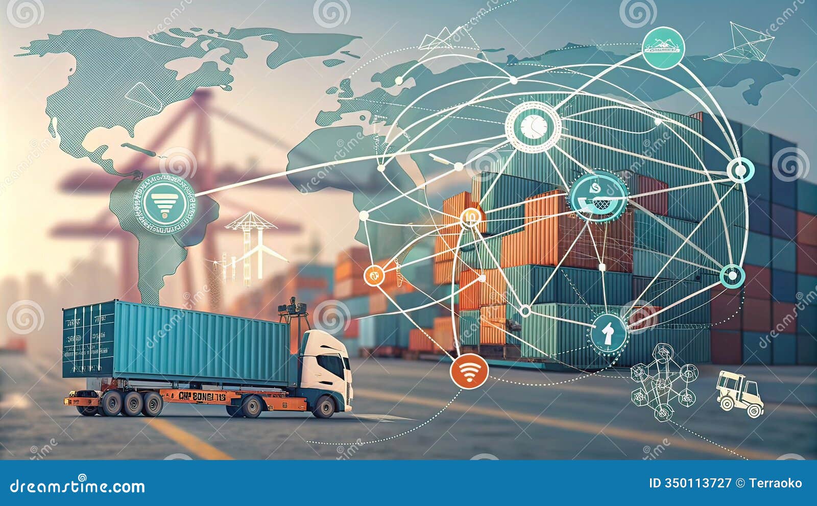 Logistics Technologies, Abstract Network Connections in Logistics Style ...