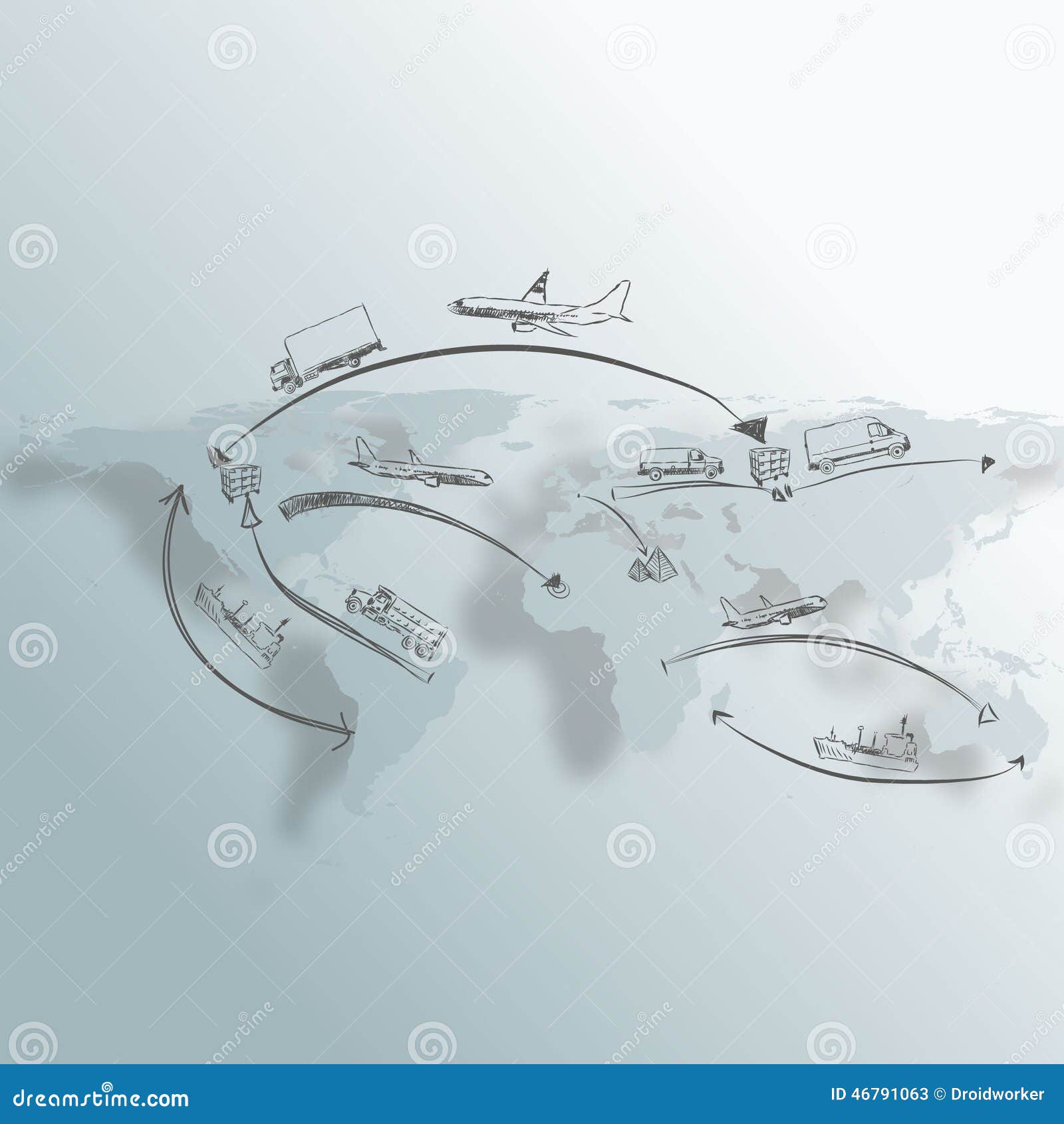 Logistics Technology Concept Hand Draw Sketch Stock Vector ...