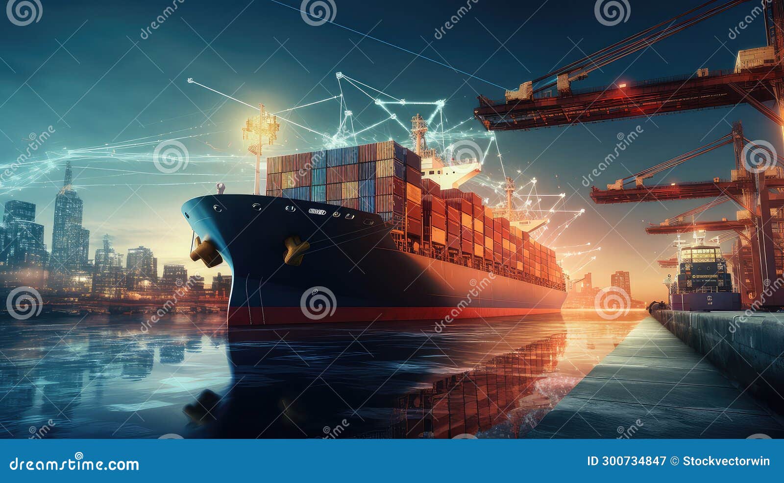 Logistics Technology Ship Cargo Stock Illustration - Illustration of ...