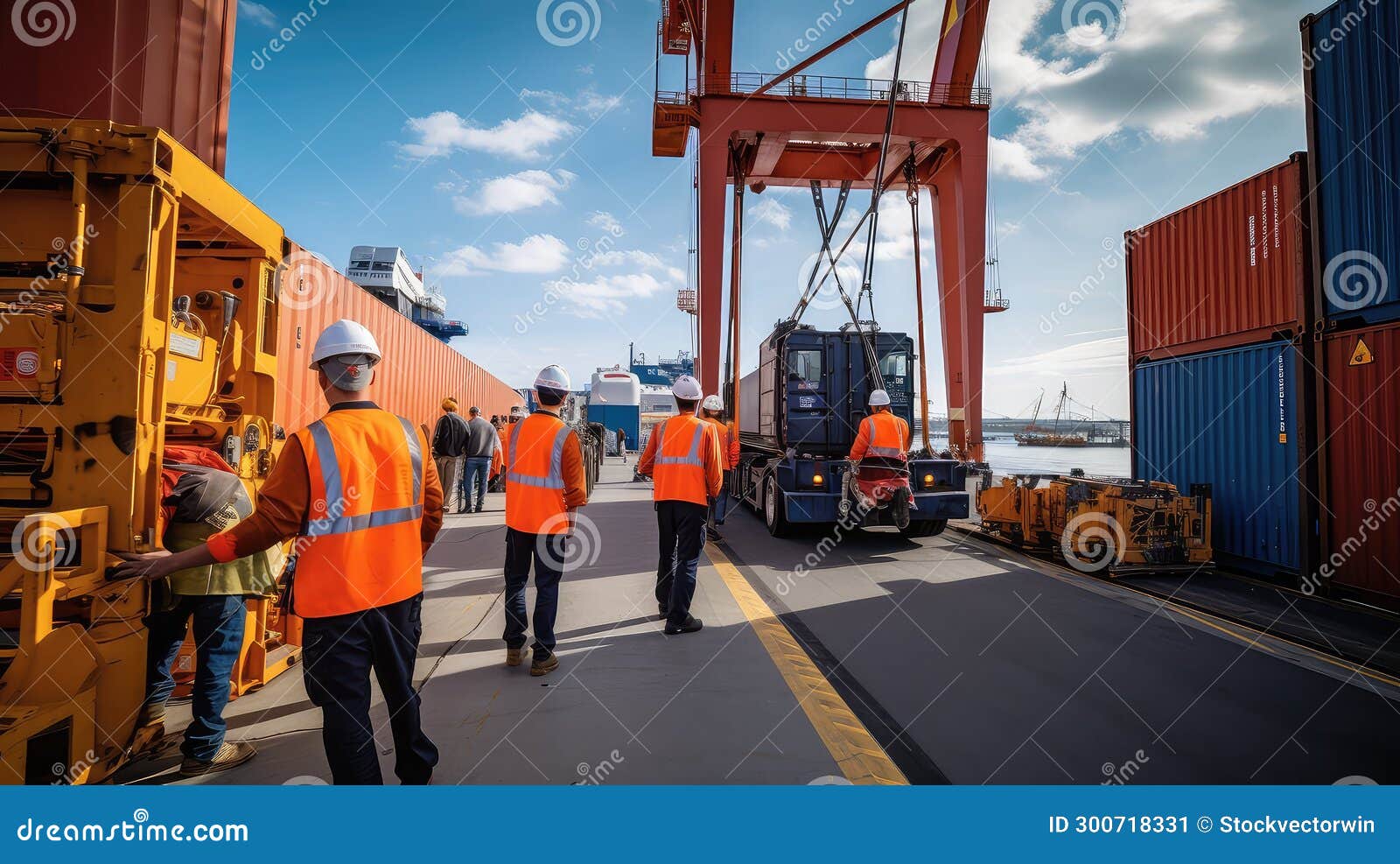 Logistics Terminal Ship Cargo Stock Illustration - Illustration of ...