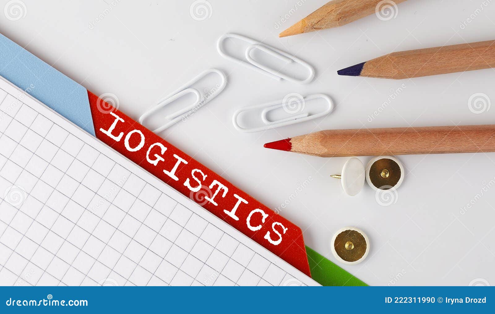 LOGISTICS Text on Folder Register with Office Tools Stock Photo - Image ...