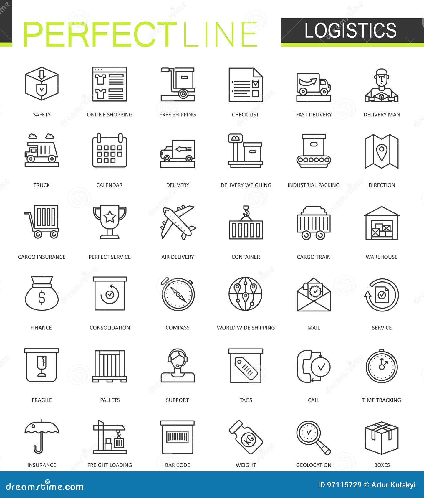 Logistics Thin Line Web Icons Set. Transportation Outline Stroke Icons ...