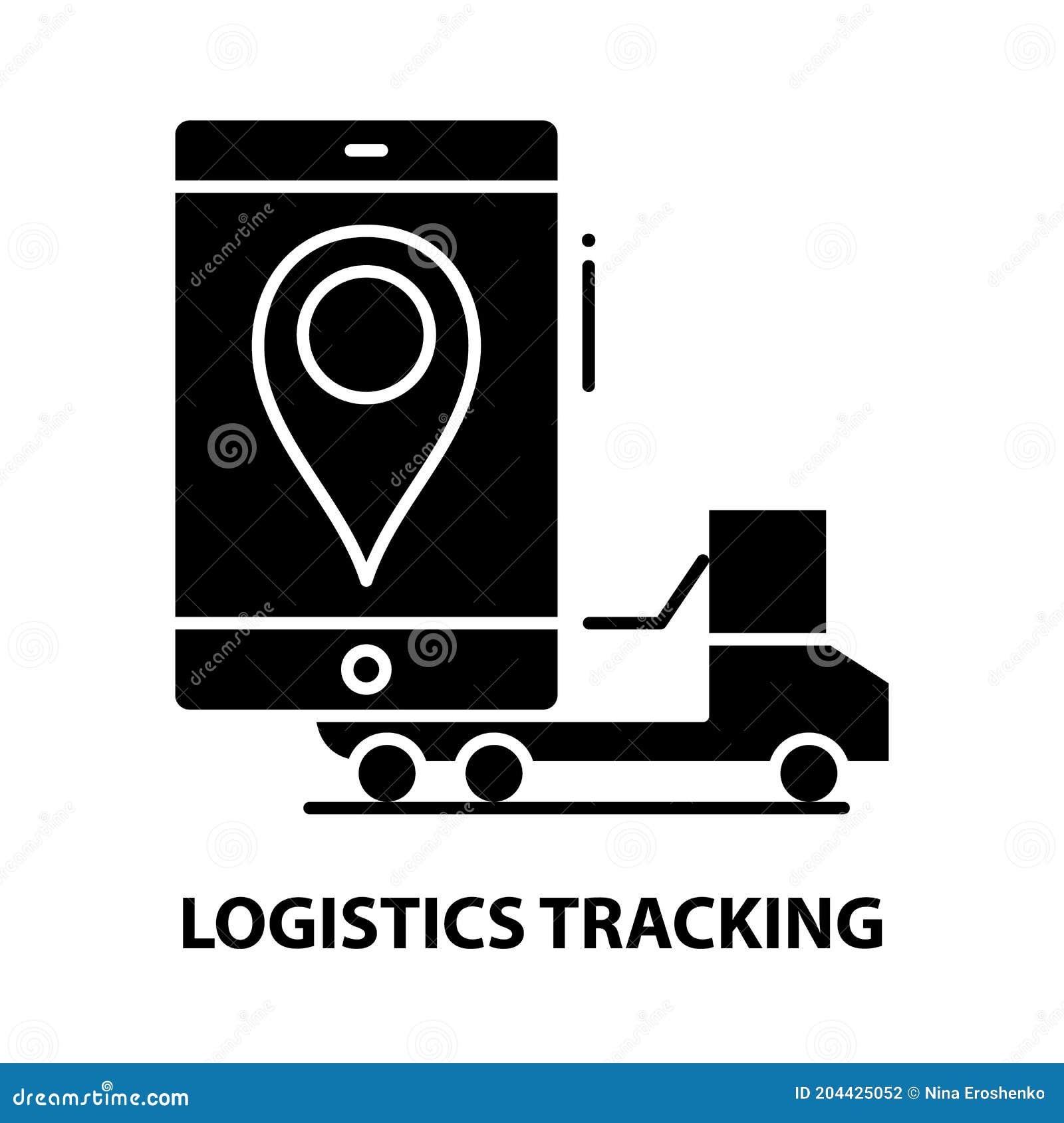 Logistics Tracking Icon, Black Vector Sign with Editable Strokes ...