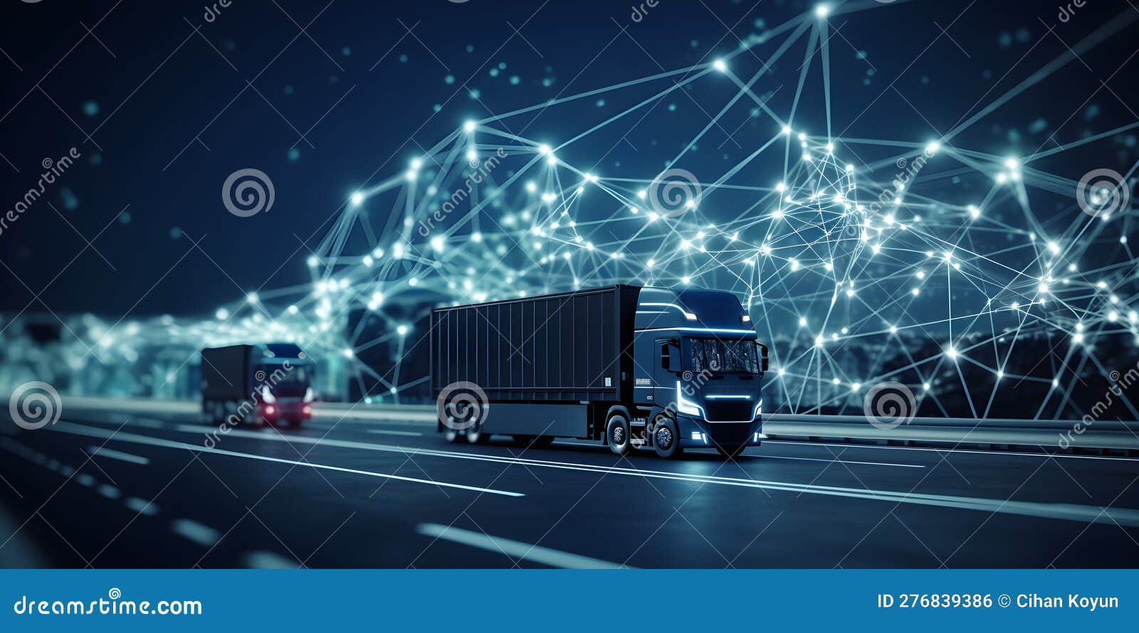 Logistics and Transportation Concept, Truck on the Road with Global ...