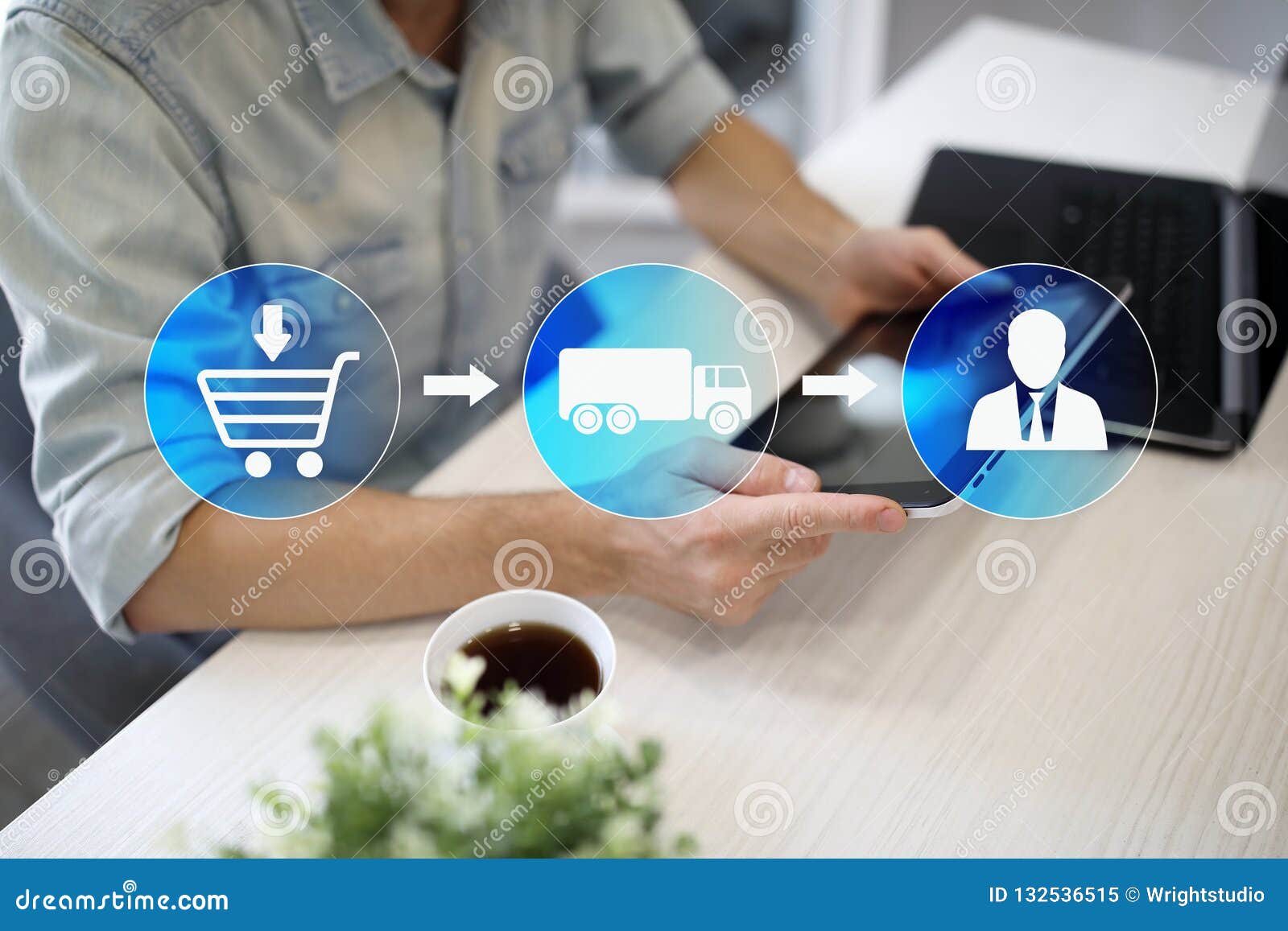 Logistics and Transportation Concept on Virtual Screen. Internet ...