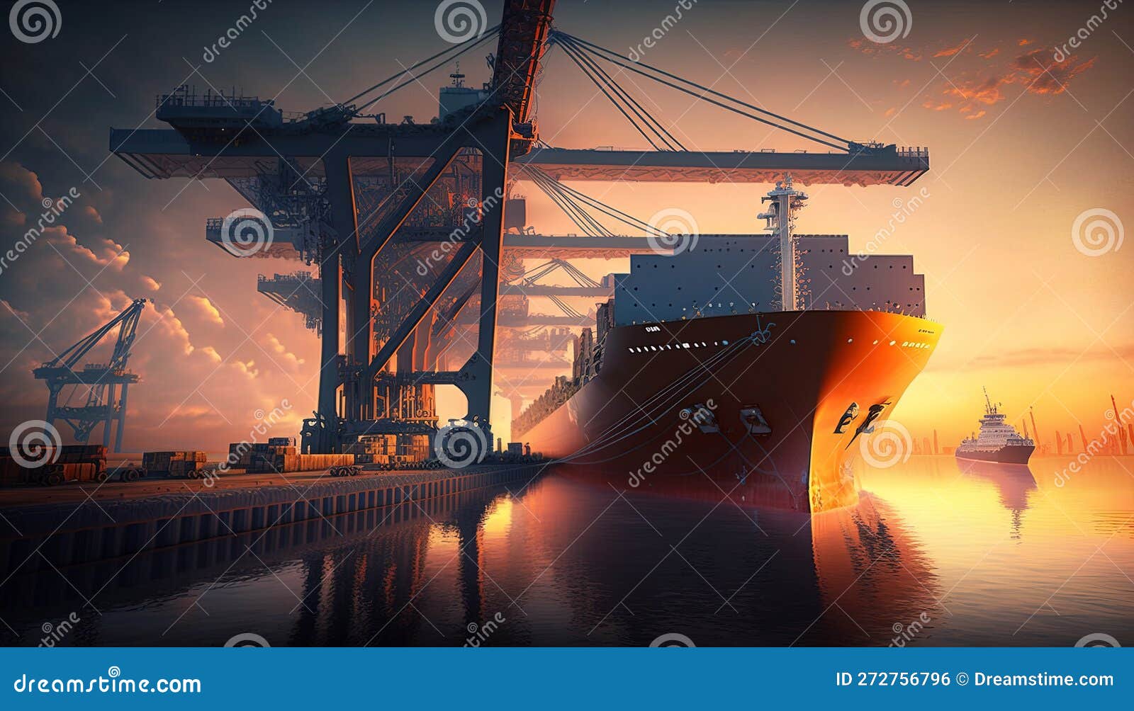 Logistics and Transportation of Container Cargo Ship with Working Crane ...