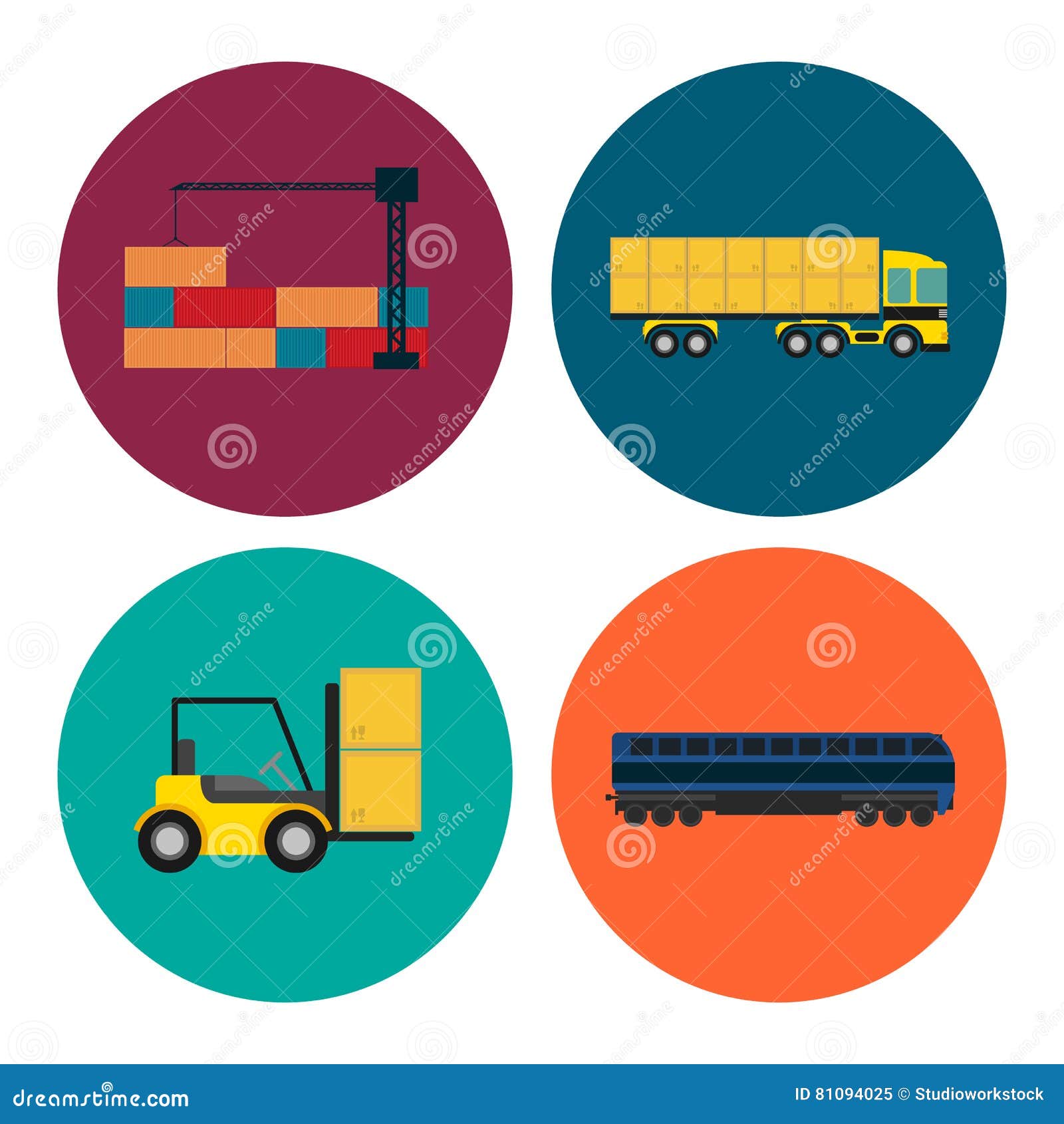 Logistics and Transportation Icon Set Stock Vector - Illustration of ...