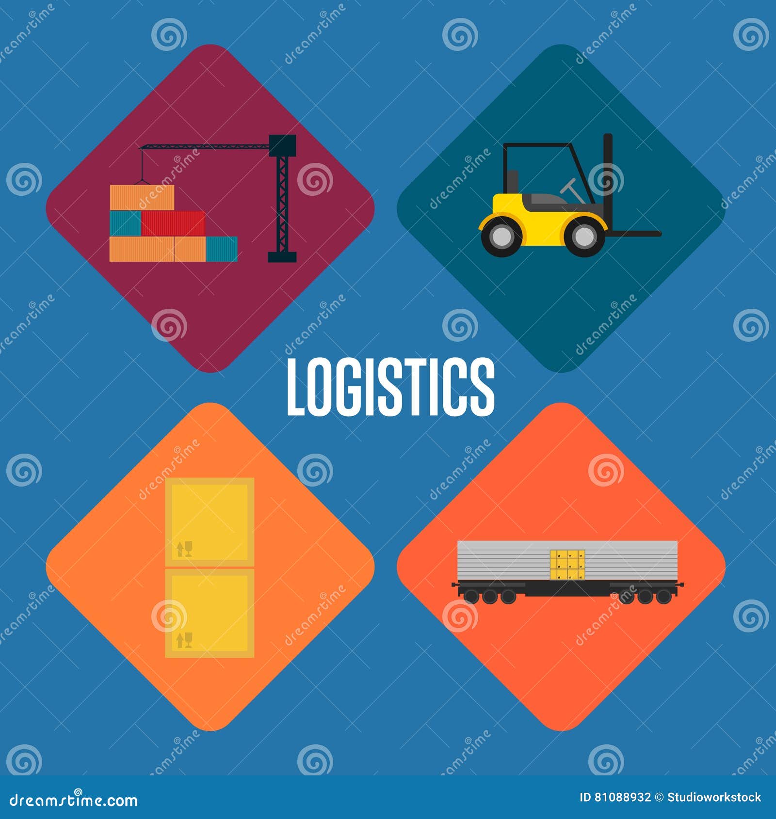 Logistics and Transportation Icon Set Stock Vector - Illustration of ...