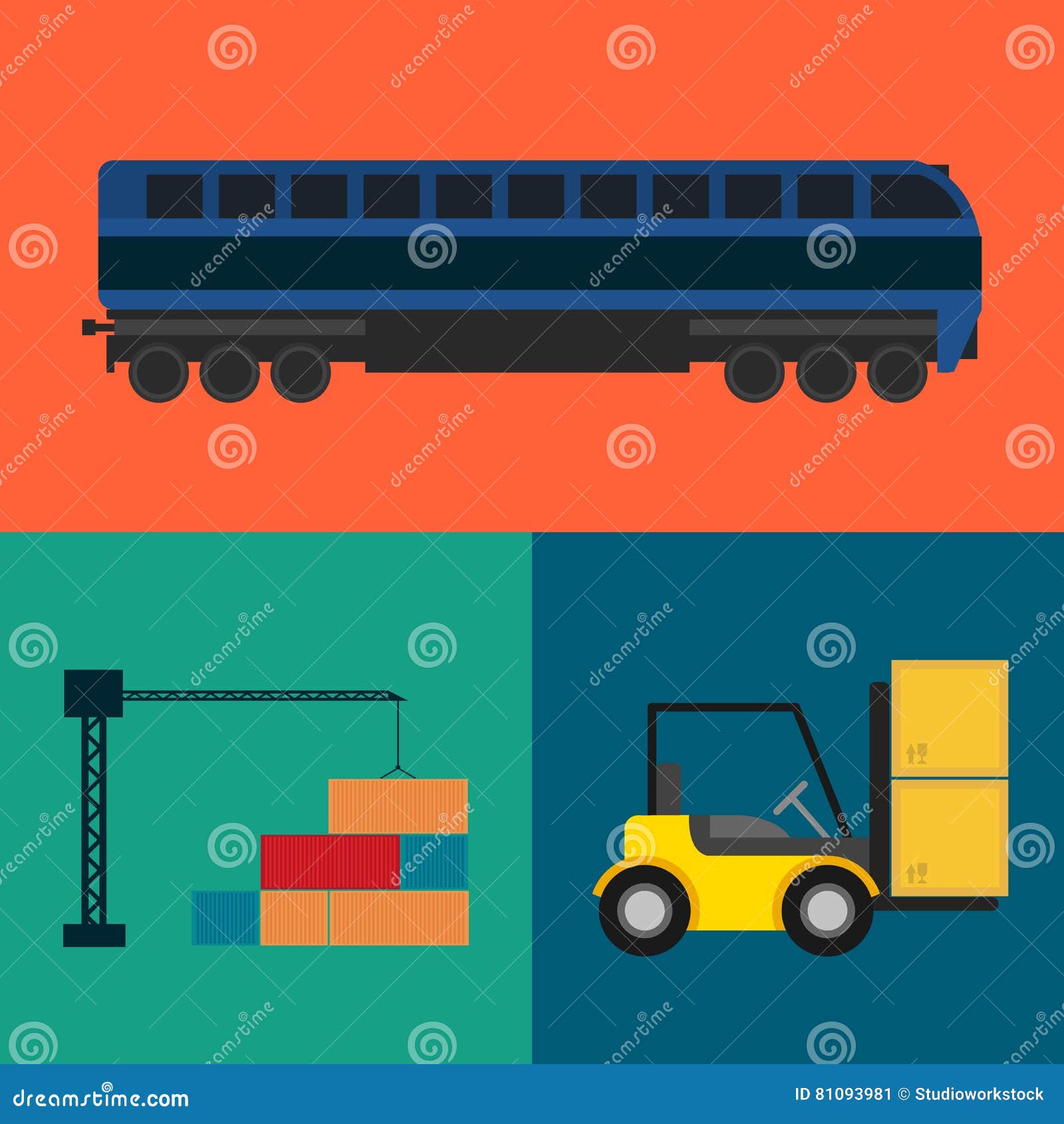 Logistics and Transportation Icon Set Stock Vector - Illustration of ...