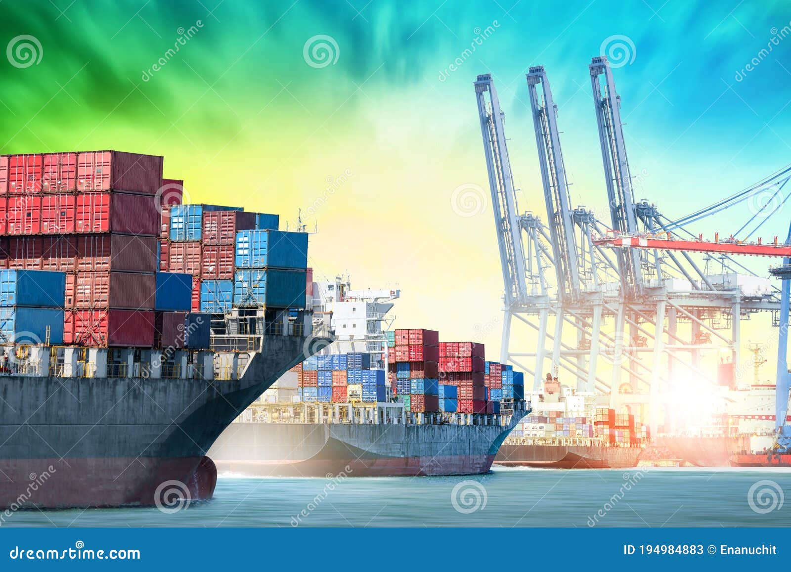 Logistics and Transportation of International Container Cargo Ship with ...
