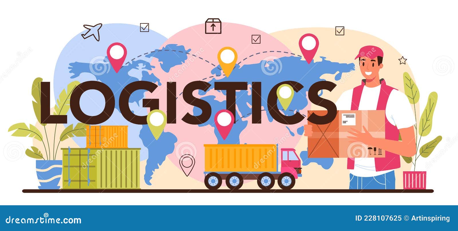 Logistics Typographic Header. Idea of Transportation and Distribution ...