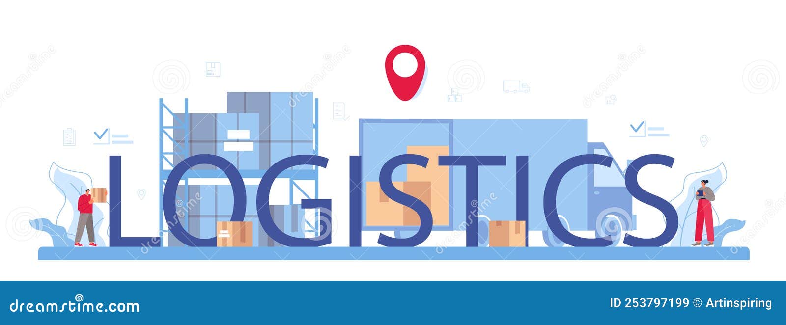 Logistics Typographic Header. Idea of Transportation and Distribution ...