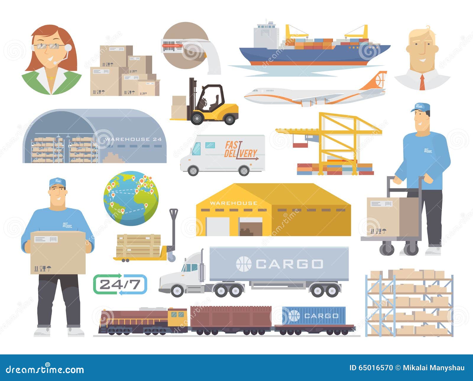 Logistics Vector Flat Icons Stock Vector - Illustration of merchandise ...