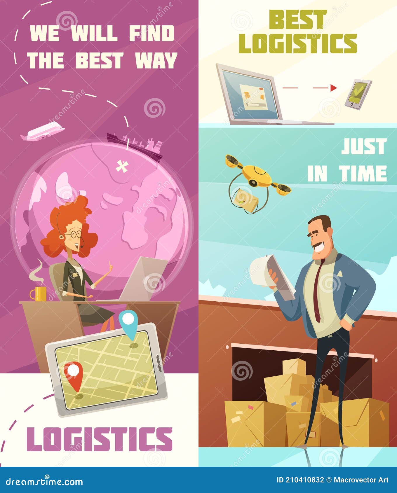 Logistics Vertical Banners Set Stock Vector - Illustration of delivery ...