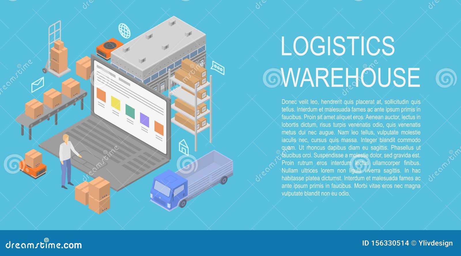 Logistics Warehouse Concept Banner, Isometric Style Stock Vector ...