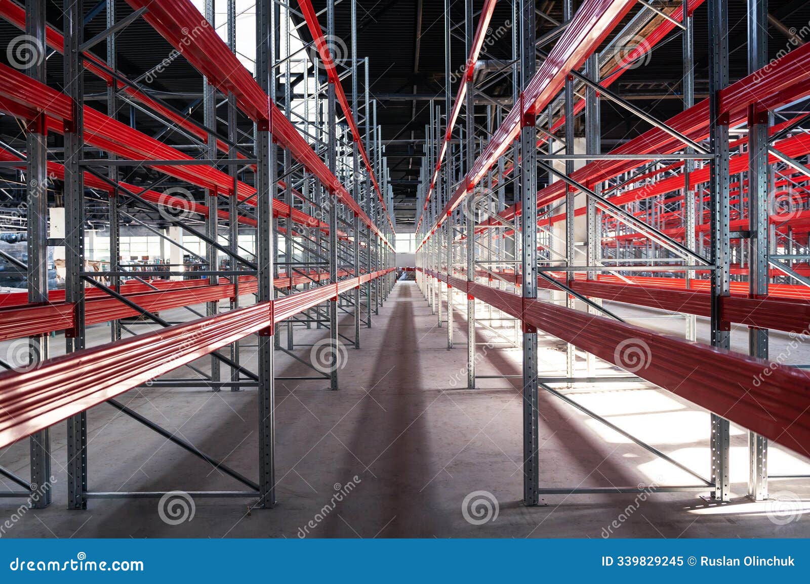 Warehouse with Empty High Pallet Racks, Shelving System Stock Image ...