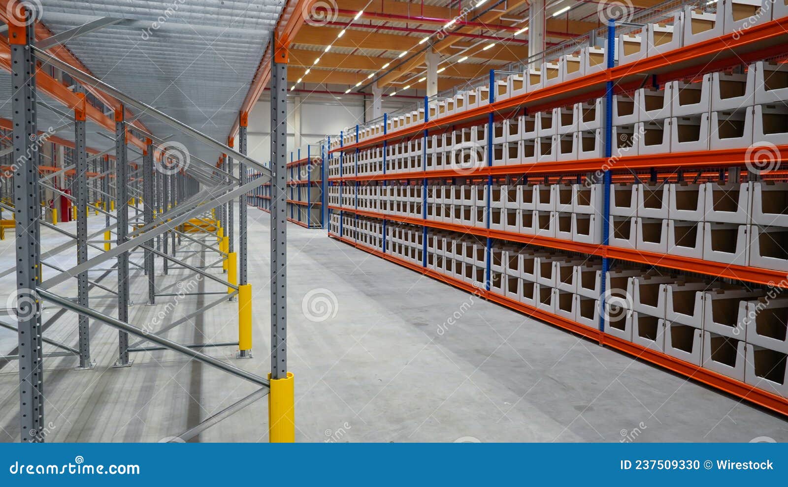 Logistics Warehouse with Empty High Racks Stock Photo - Image of ...