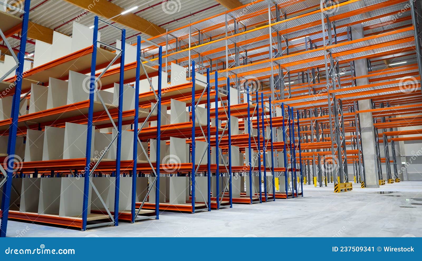 Logistics Warehouse with Empty High Racks Stock Image - Image of ...