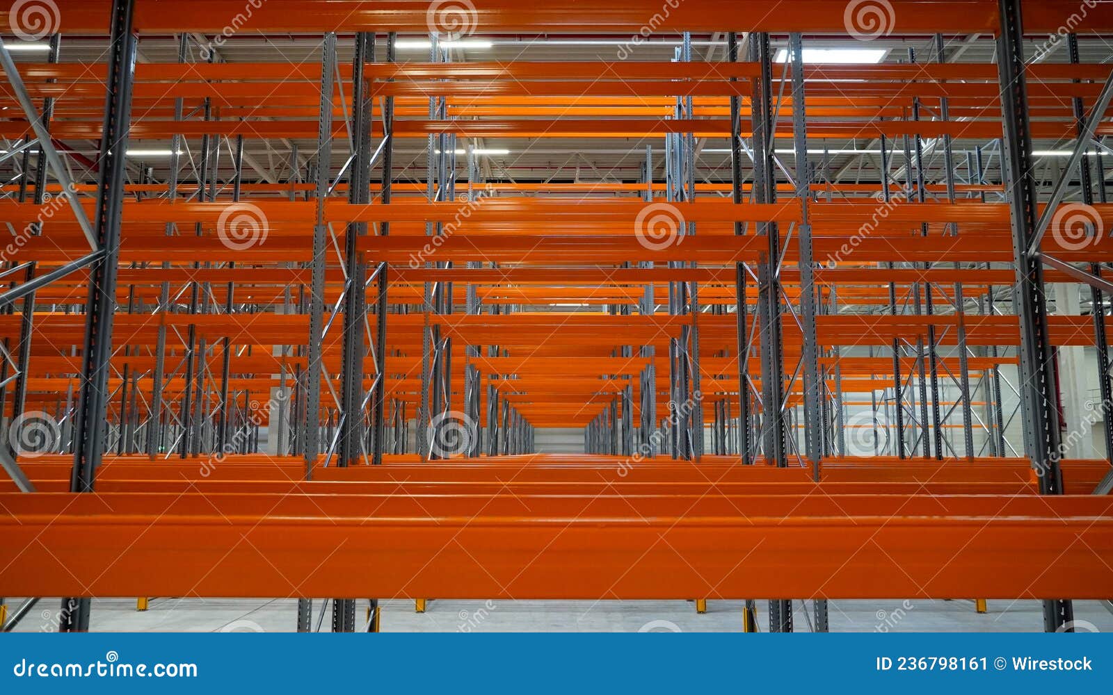 Logistics Warehouse with Empty High Racks Stock Image - Image of ...