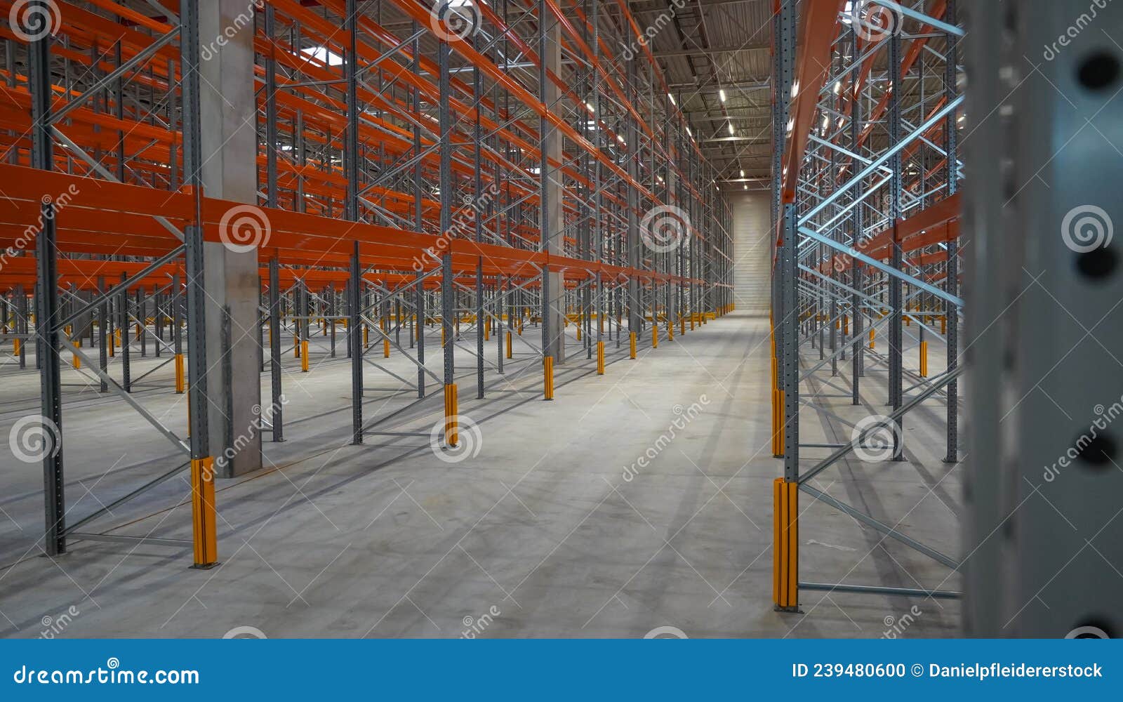Logistics Warehouse with Empty High Racks Stock Photo - Image of ...