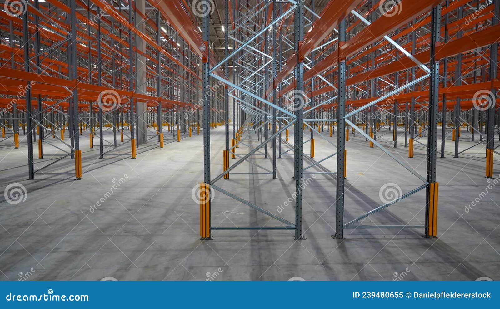 Logistics Warehouse with Empty High Racks Stock Image - Image of ...
