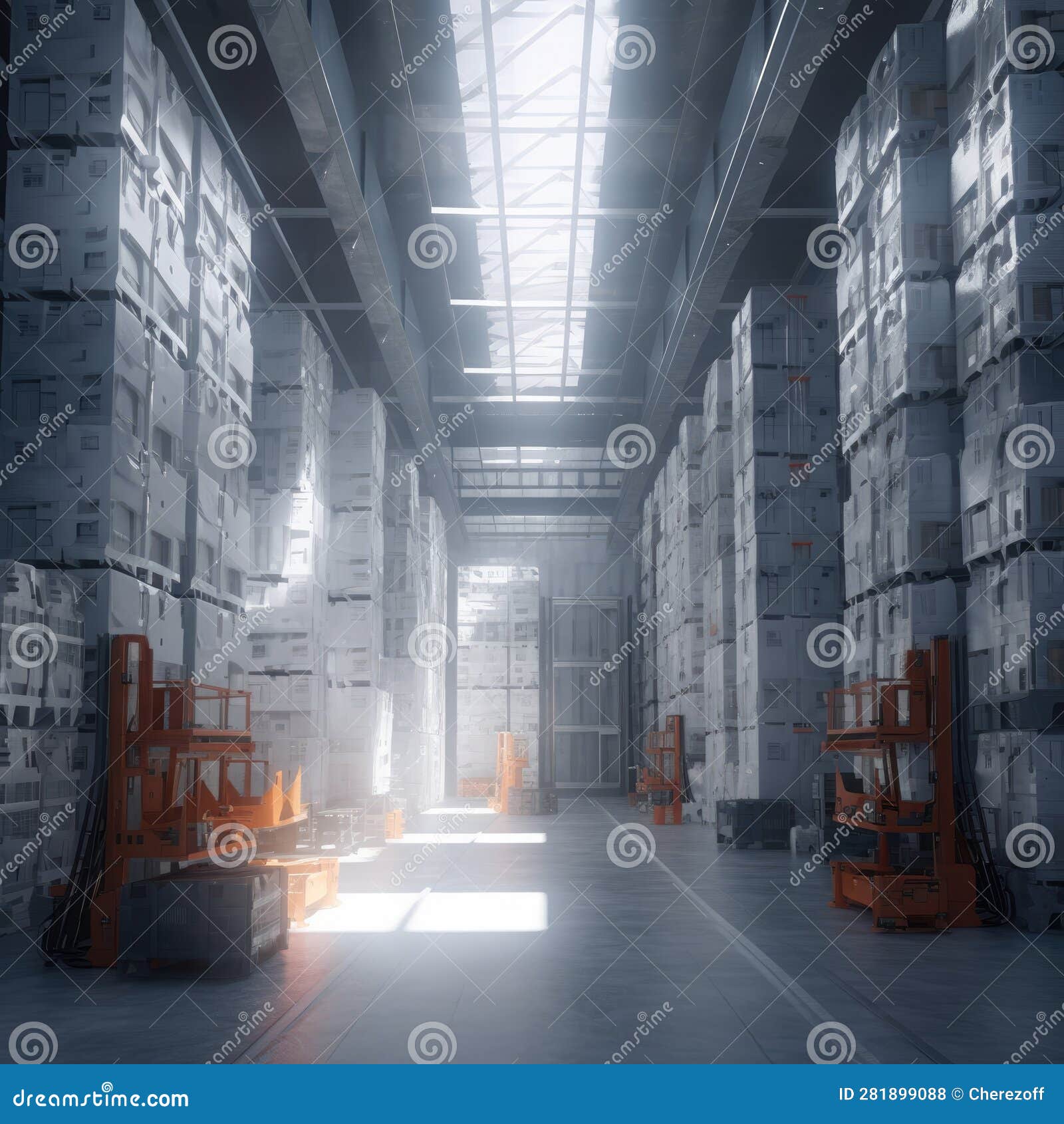 The Logistics Warehouse of the Future Stock Illustration - Illustration ...