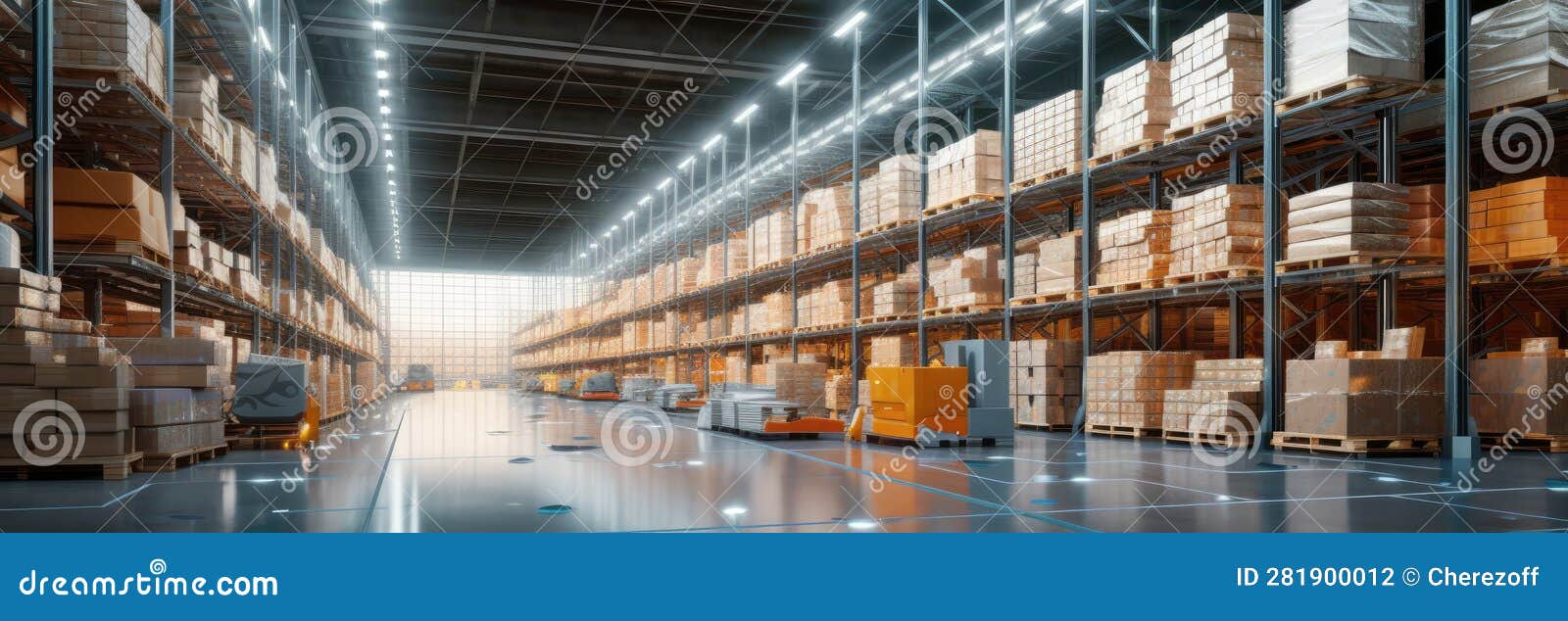 The Logistics Warehouse of the Future Stock Illustration - Illustration ...