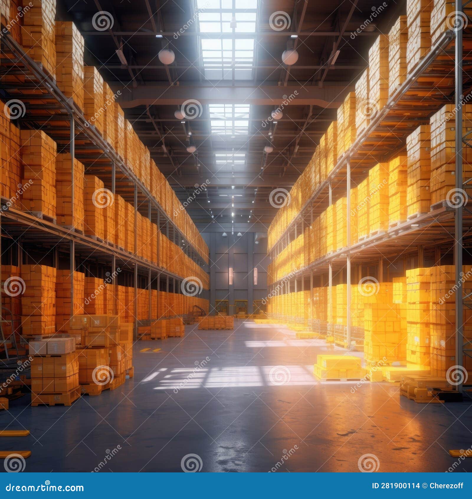 The Logistics Warehouse of the Future Stock Illustration - Illustration ...