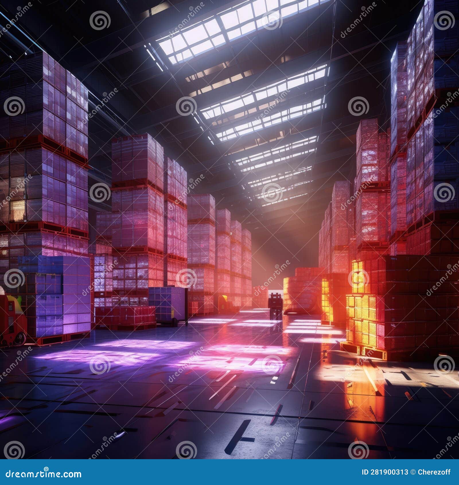 The Logistics Warehouse of the Future Stock Illustration - Illustration ...