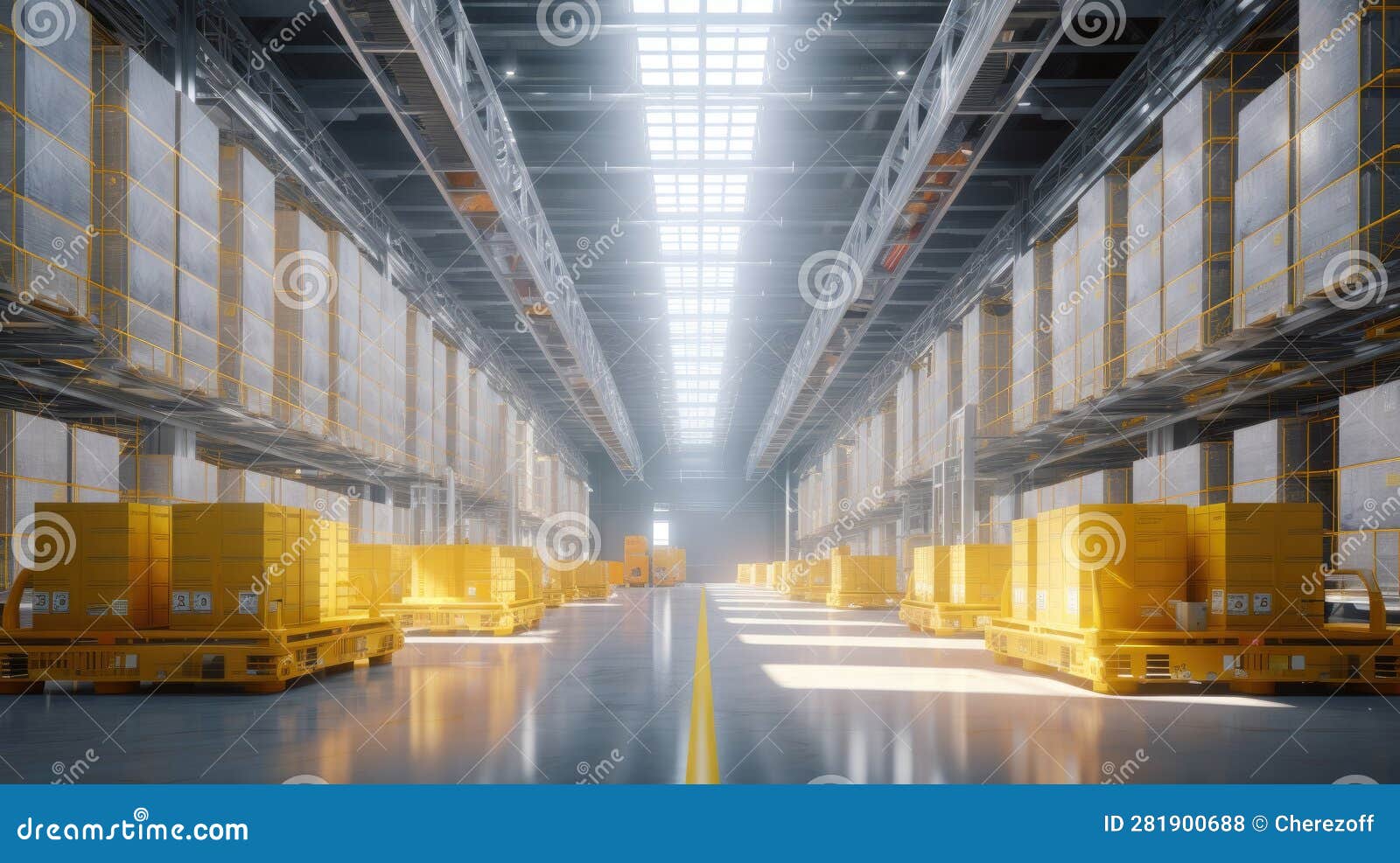 The Logistics Warehouse of the Future Stock Illustration - Illustration ...