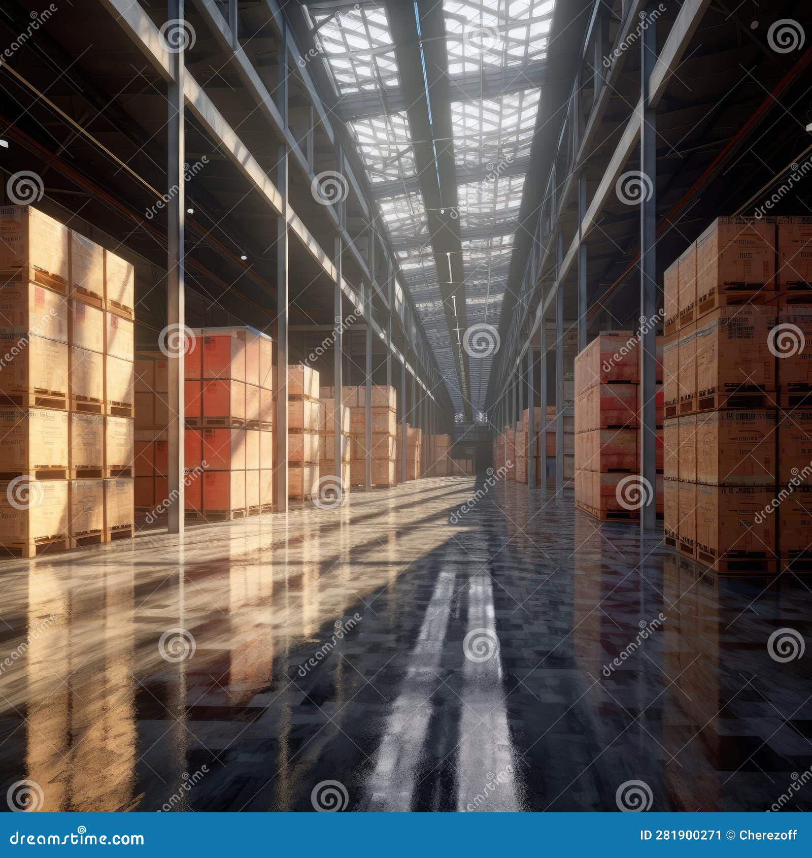 The Logistics Warehouse of the Future Stock Illustration - Illustration ...