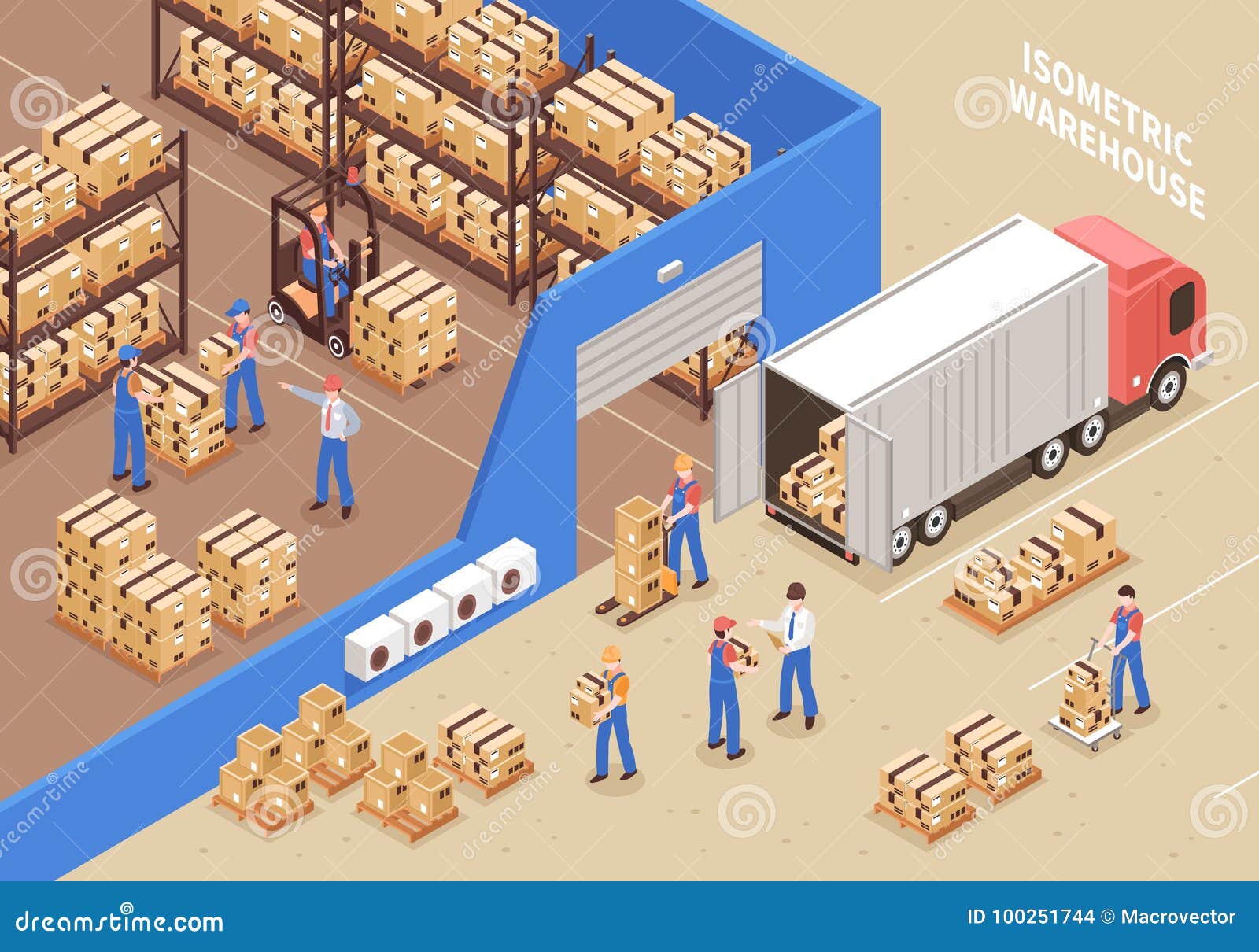 Logistics and Warehouse Illustration Stock Vector - Illustration of ...